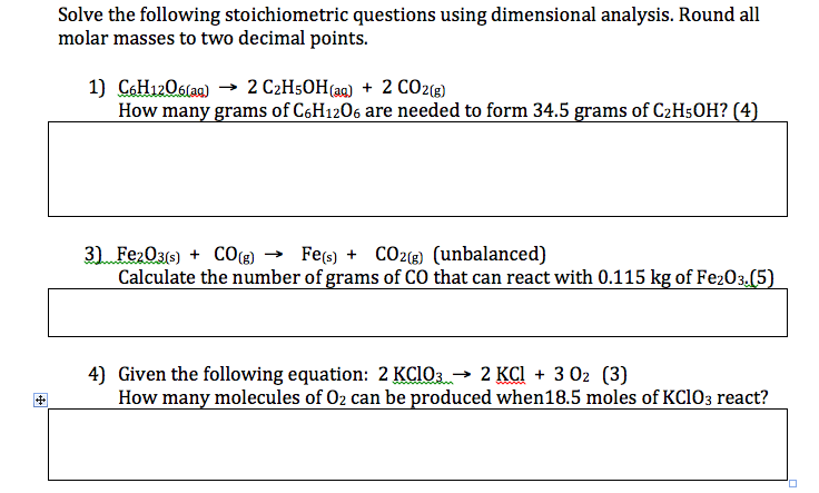 Solved Solve the following stoichiometric questions using | Chegg.com