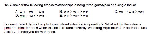 Solved Consider the following fitness relationships among | Chegg.com