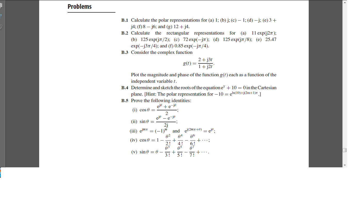 Solved Problems B.1 Calculate the polar representations for | Chegg.com
