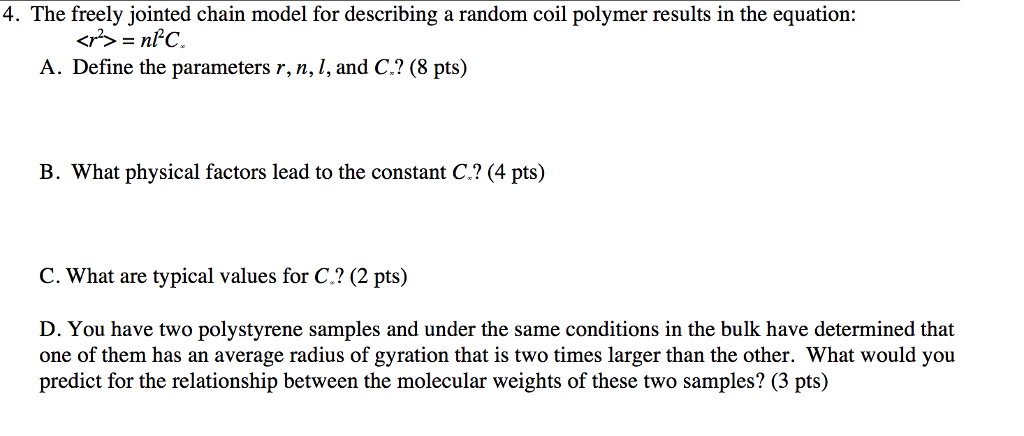4. The freely jointed chain model for describing a | Chegg.com
