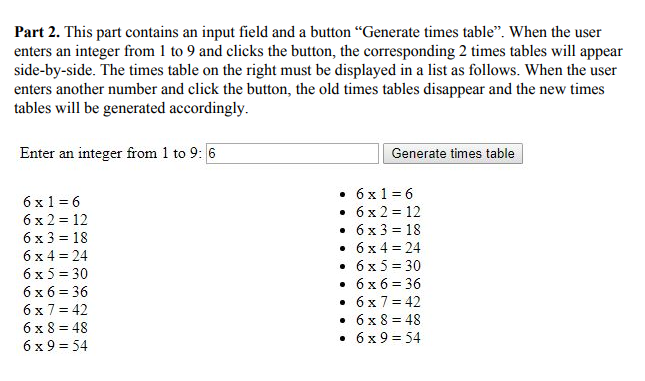 Solved Part 2. This part contains an input field and a | Chegg.com