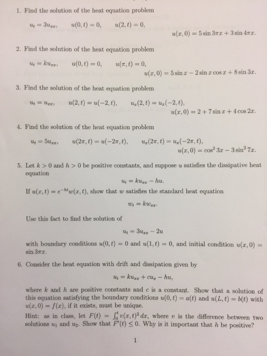 Solved Find the solution of the heat equation problem u_t = | Chegg.com