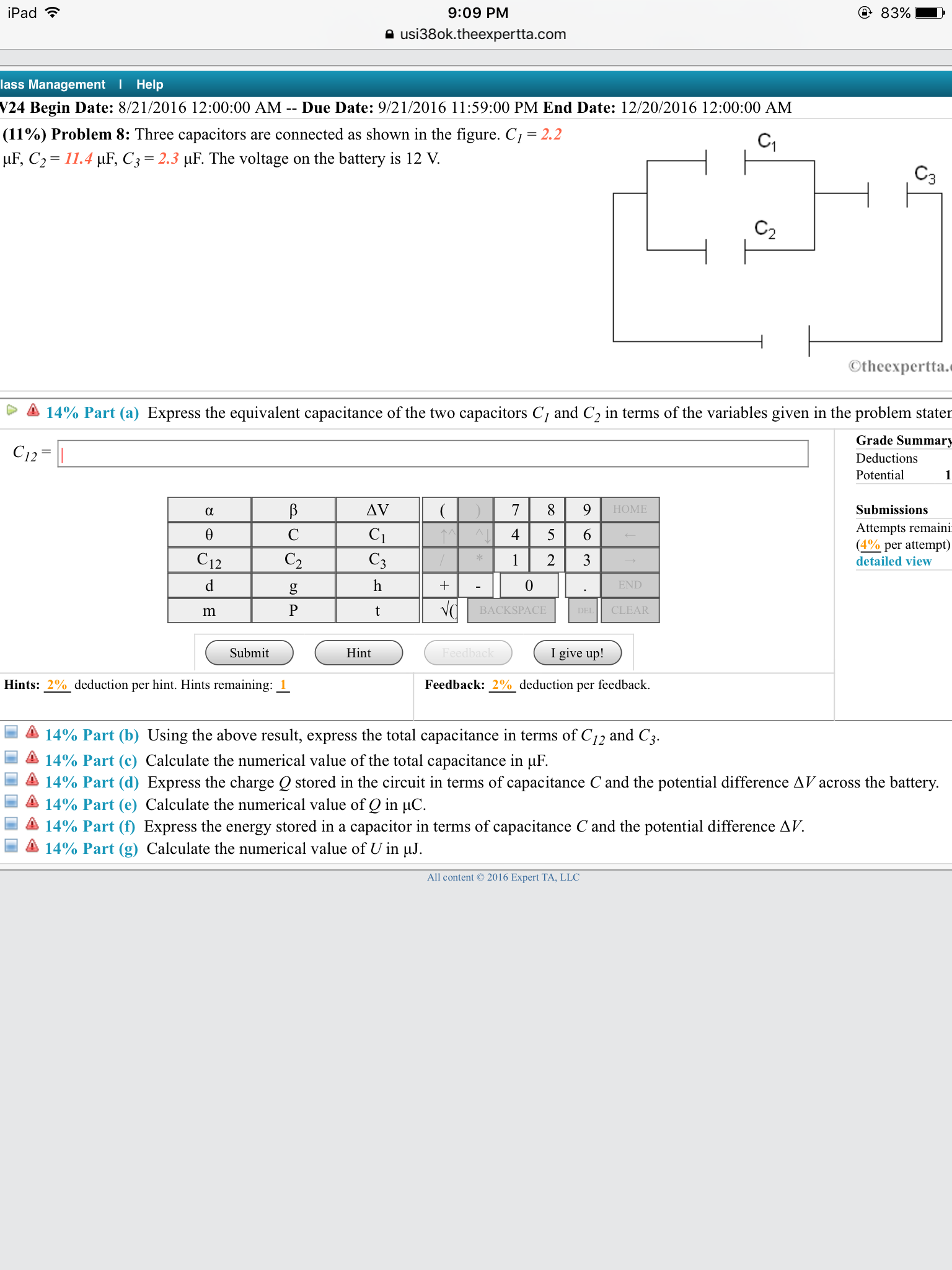 Solved 83% iPad 9:09 PM usi38ok.theexpertta.com ass | Chegg.com
