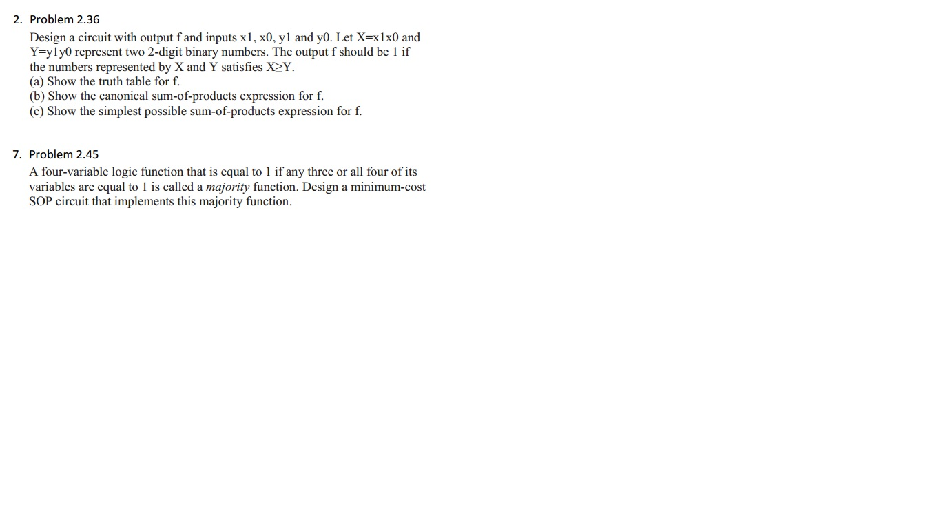 Solved Design A Circuit With Output F And Inputs X1 X0 Y1