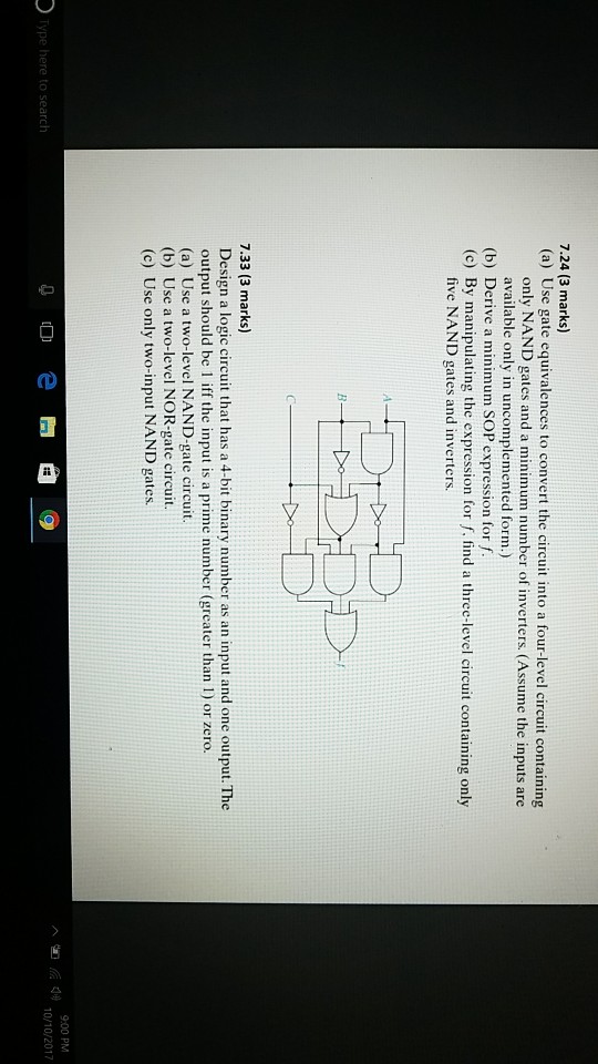 Solved 7.24 (3 marks) (a) Use gate equivalences to convert | Chegg.com