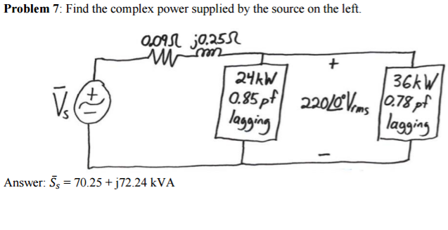 Solved Find the complex power supplied by the source on the | Chegg.com
