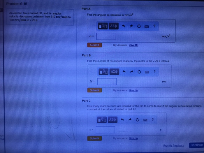 Solved An electric fan is turned off, and it's angular | Chegg.com