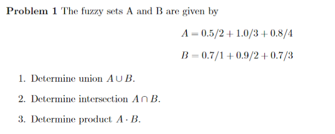 Solved Problem 1 The fuzzy sets A and B are given by A = | Chegg.com