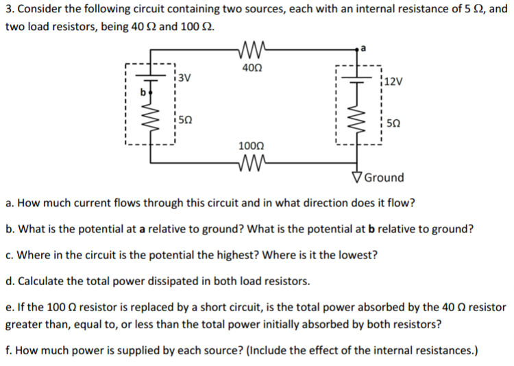 Solved Consider the following circuit containing two | Chegg.com