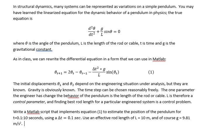 Solved In structural dynamics many systems can be | Chegg.com