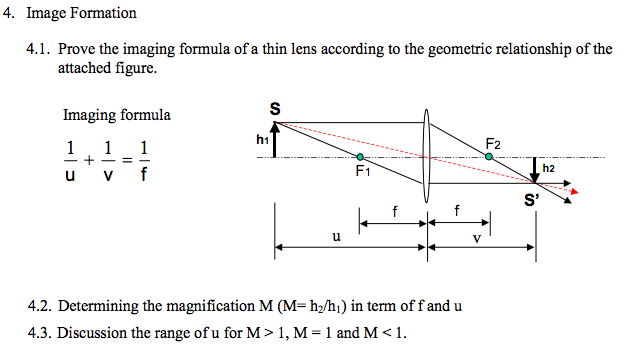 Solved 4. Image Formation 4.1. Prove the imaging formula of | Chegg.com