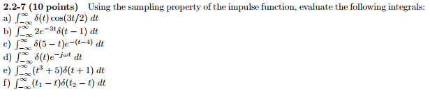 Solved 2.2-7 (10 points) Using the sampling property of the | Chegg.com