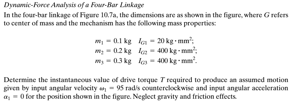 Solved Dynamic-Force Analysis of a Four-Bar Linkage In the | Chegg.com
