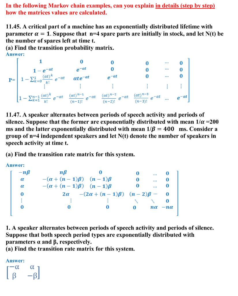 Solved In the following Markov chain examples, can you | Chegg.com