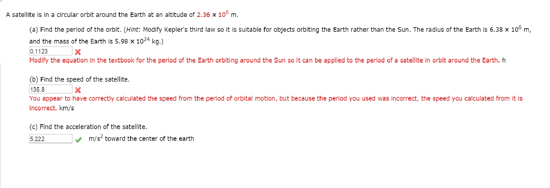 Solved A Satellite Is In A Circular Orbit Around The Earth