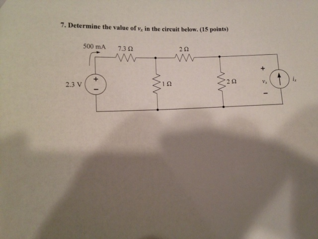 Solved Determine the value of vx in the circuit below. | Chegg.com