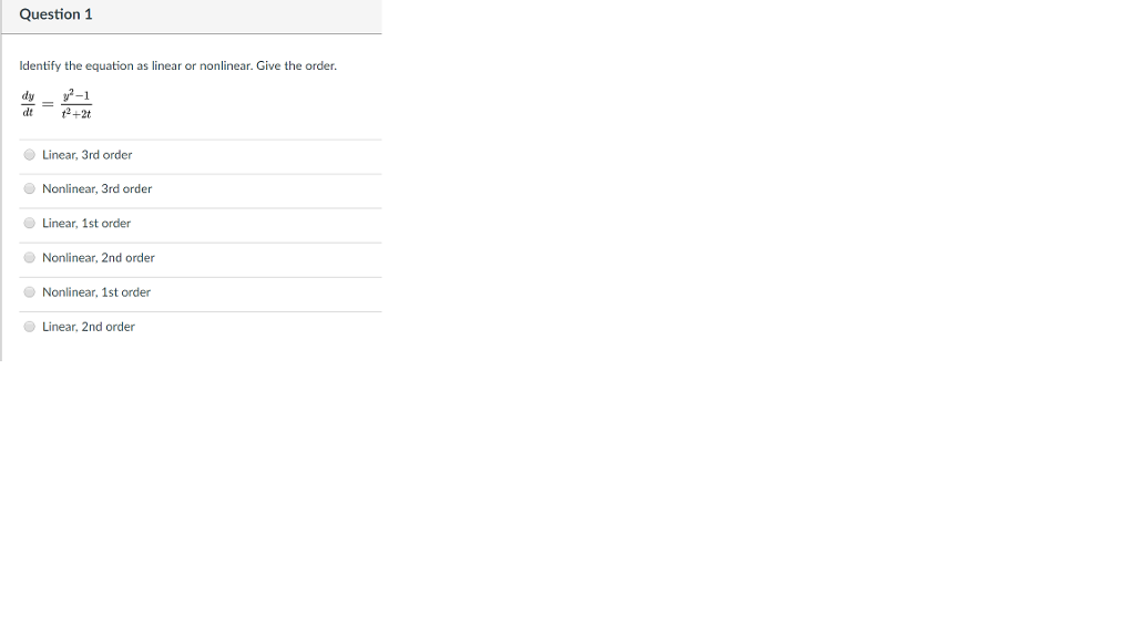 Solved Identify the equation as linear or nonlinear. Give | Chegg.com