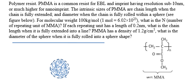 Solved Polymer resist. PMMA is a common resist for EBL and | Chegg.com