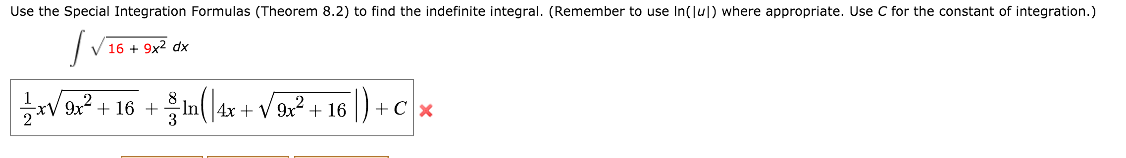 Solved Use the Special Integration Formulas (Theorem 8.2) to | Chegg.com