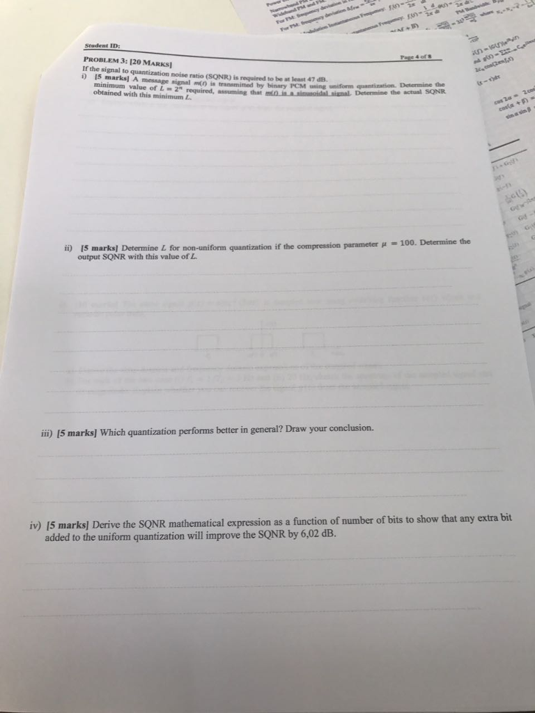 Solved If the signal to quantization noise ratio (SQNR) is | Chegg.com