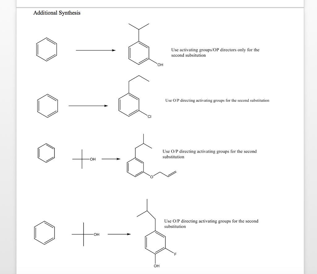 Solved Additional Synthesis Use activating groups/OP | Chegg.com