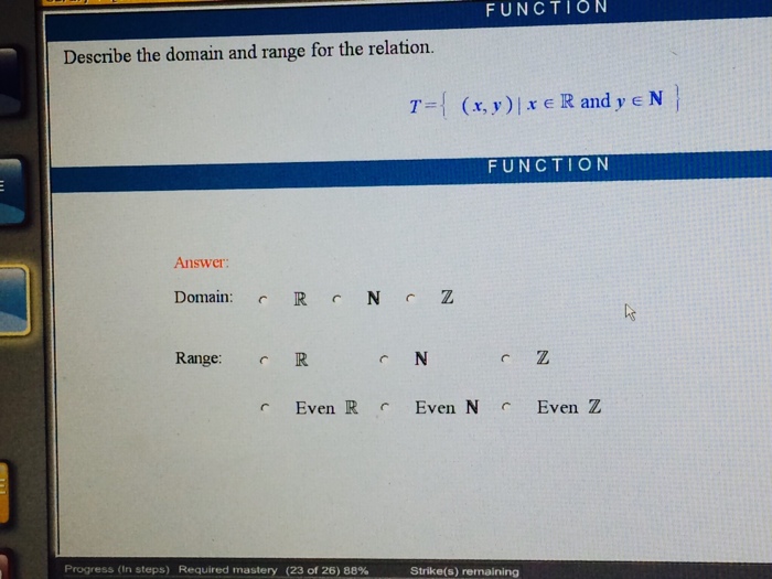 Solved Describe the domain and range for the relation.T = { | Chegg.com