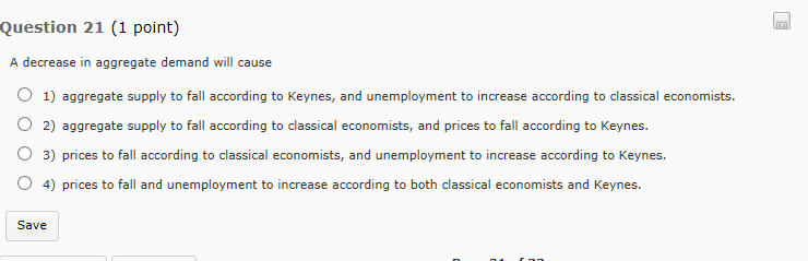 Solved A decrease in aggregate demand will cause aggregate | Chegg.com