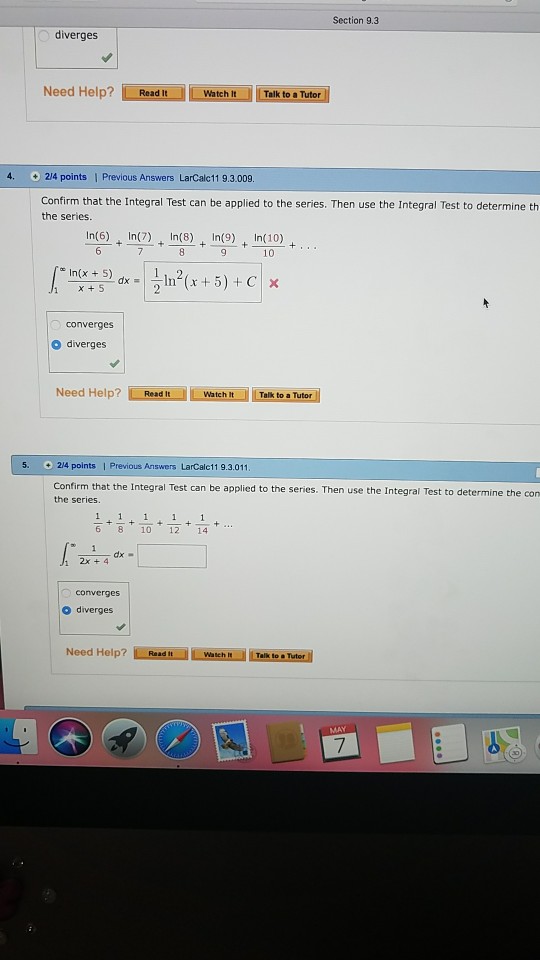 Solved Section 9.3 diverges Need Help?Readit Watch t Talk to | Chegg.com Solved Section 9.3 diverges Need Help?Readit Watch t Talk to | Chegg.com