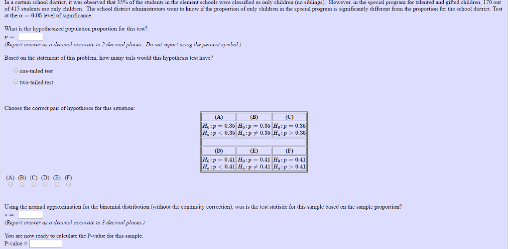 Solved In a certain school district it was observed that 35% | Chegg.com