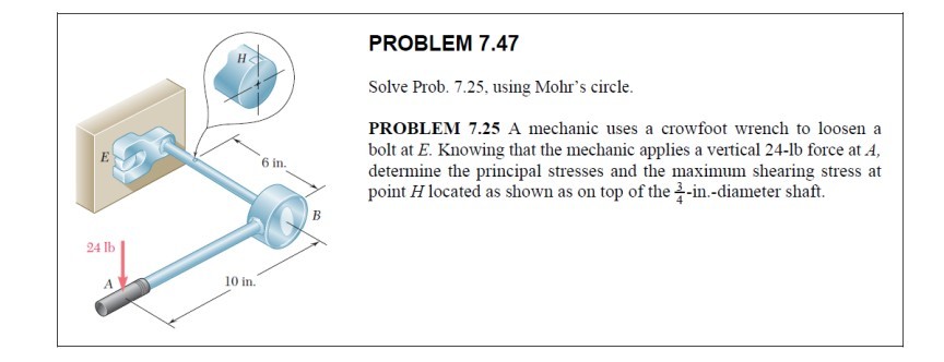 Solved PROBLEM 7.47 Solve Prob, 7.25, using Mohr's circle. | Chegg.com