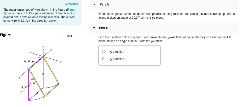 Solved Constants Part A The rectangular loop of wire shown | Chegg.com