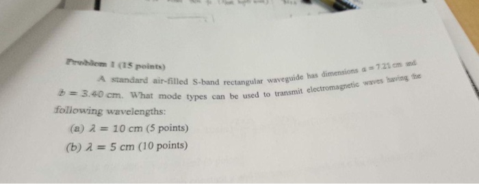 Solved A Standard Air Filled S Band Rectangular Waveguide