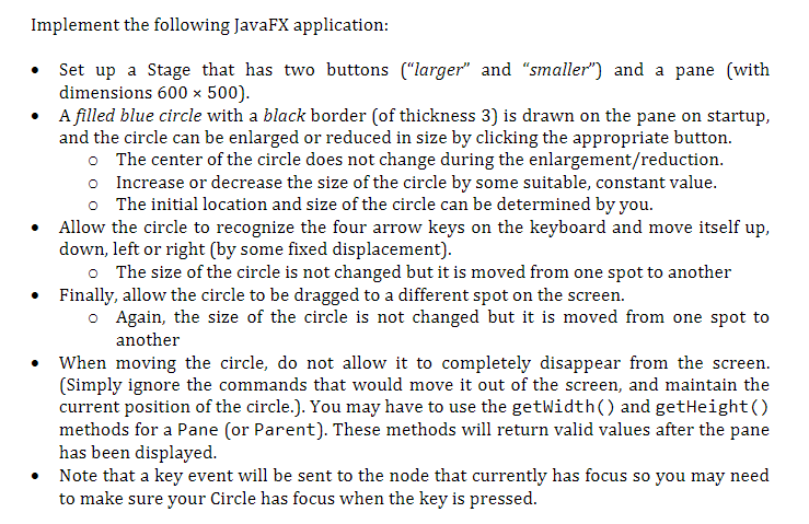 Solved Implement the following JavaFX application: Set up a | Chegg.com