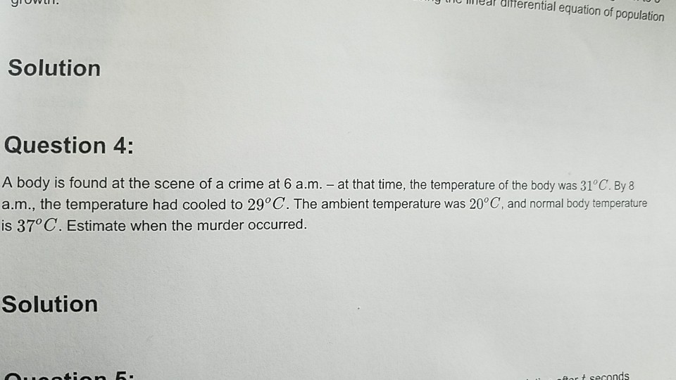 Solved U lillear ditterential equation of population | Chegg.com