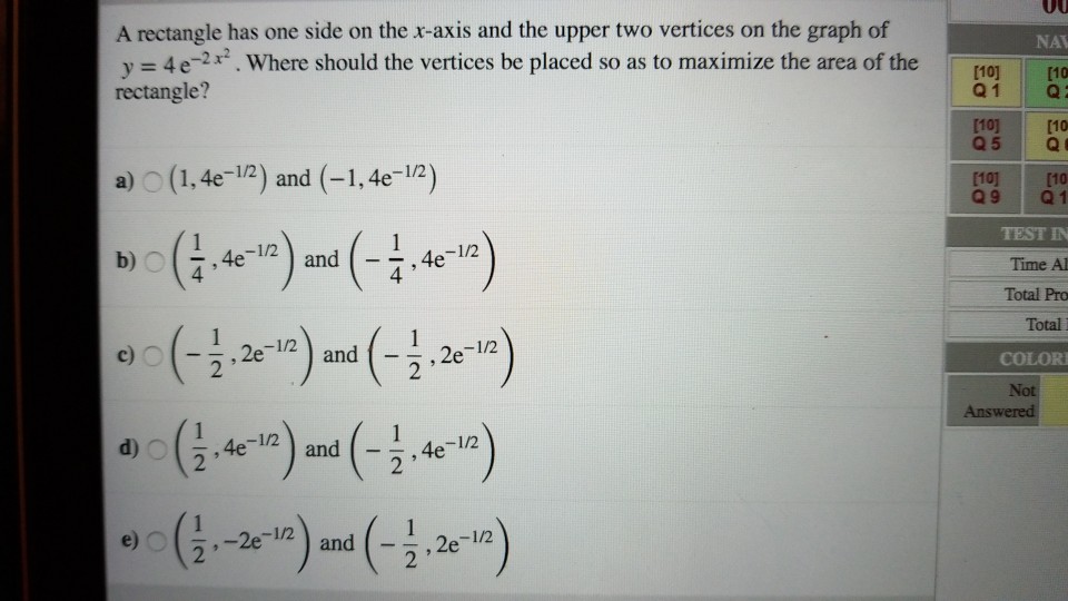 Solved A rectangle has one side on the x-axis and the upper | Chegg.com