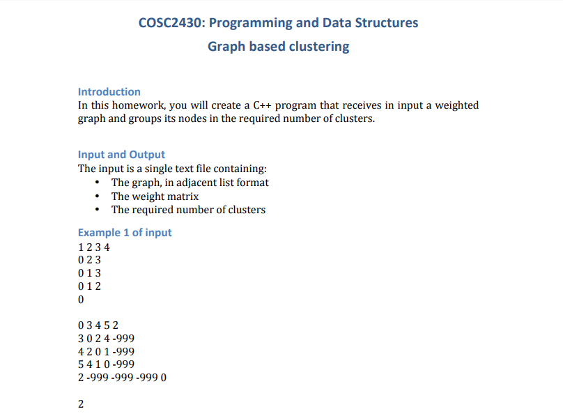 COSC2430: Programming and Data Structures Graph based | Chegg.com