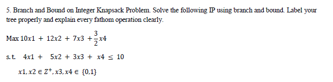 Solved 5. Branch and Bound on Integer Knapsack Problem. | Chegg.com Solved 5. Branch and Bound on Integer Knapsack Problem. | Chegg.com