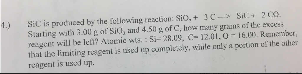 Solved SiC is produced by the following reaction: SiO2 + 3C | Chegg.com