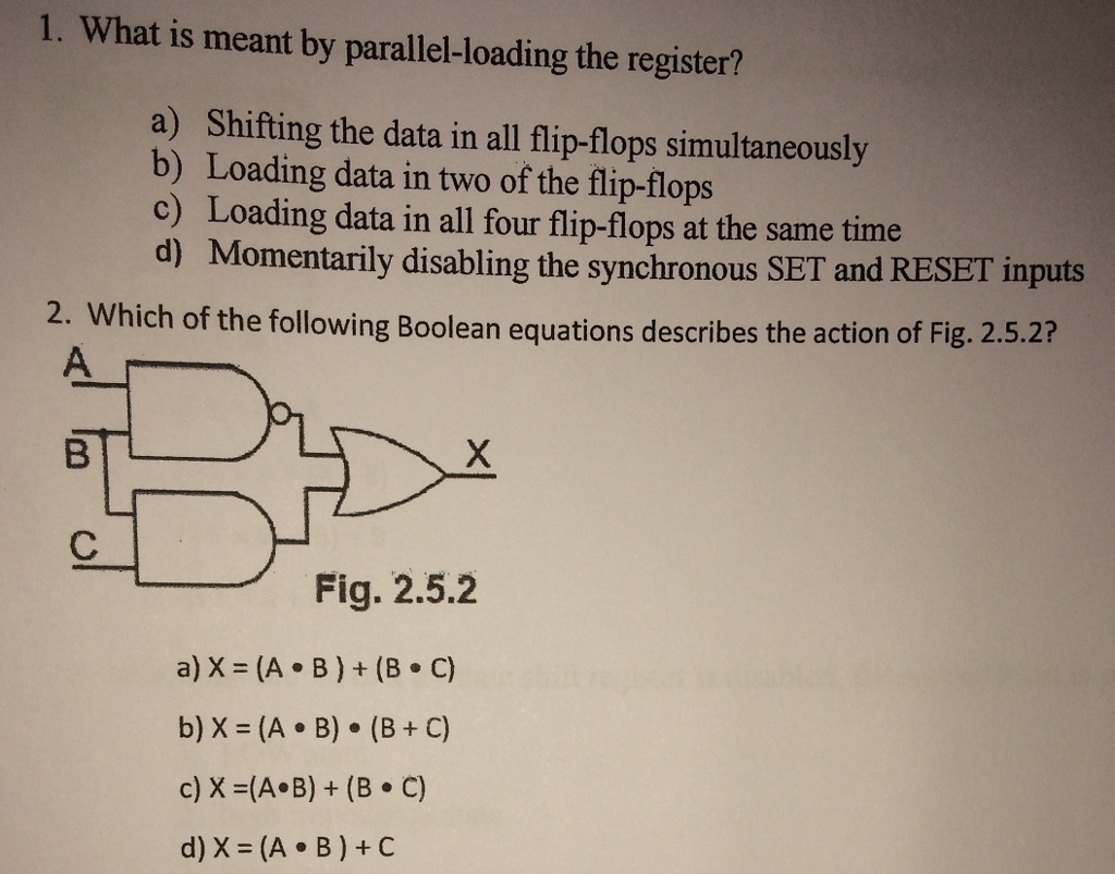 Solved What is meant by parallel-loading the register? a) | Chegg.com