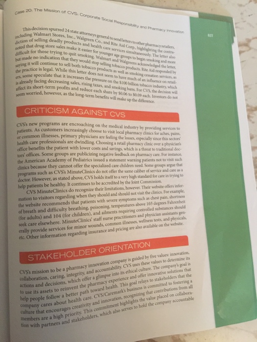 Solved 20 The Mission of CVs. Corporate Social Res CASE 2O | Chegg.com