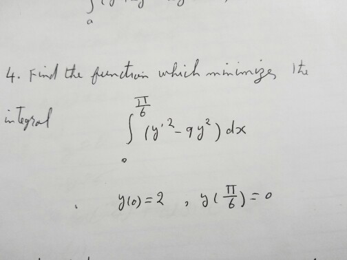 Solved Find the function which minimize the in integral | Chegg.com