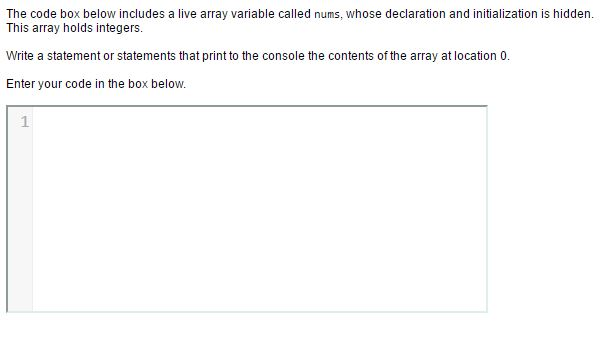 Solved 1.The code box below includes a live array variable | Chegg.com