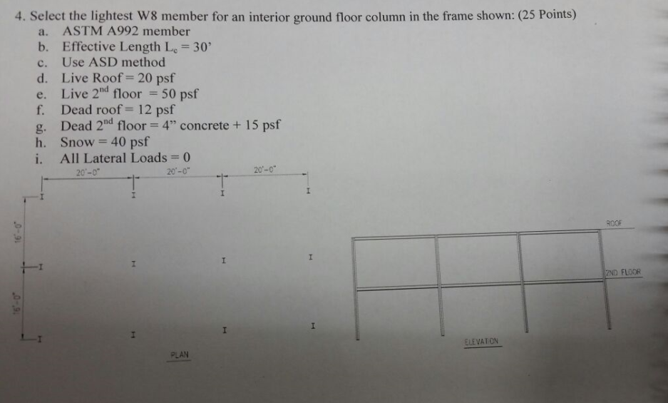 Solved 4. Select the lightest W8 member for an interior | Chegg.com