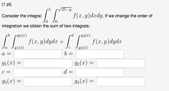 Solved (1 pt) Consider the integral integration we obtain | Chegg.com