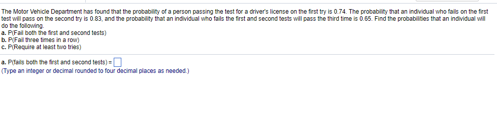 Solved The Motor Vehicle Department has found that the | Chegg.com
