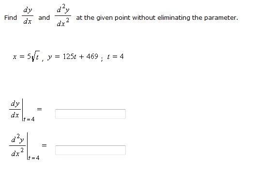 Solved Find dy /dx and d^2y/dx^2 at the given point without | Chegg.com