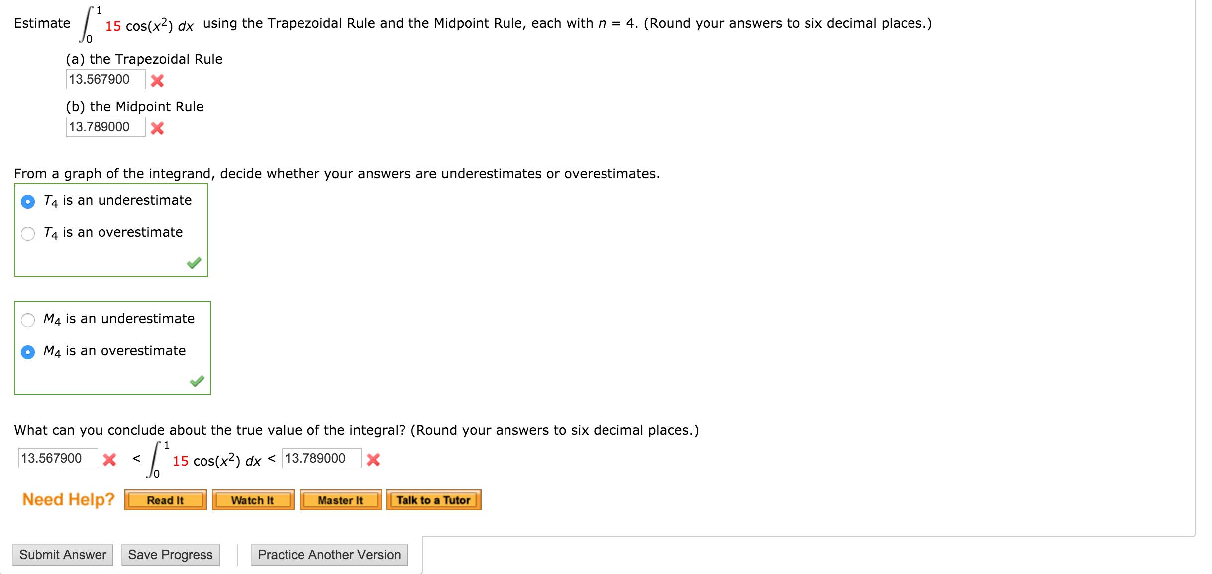 Solved Estimate Integral 1 0 15 Cos x 2 Dx Using The Chegg