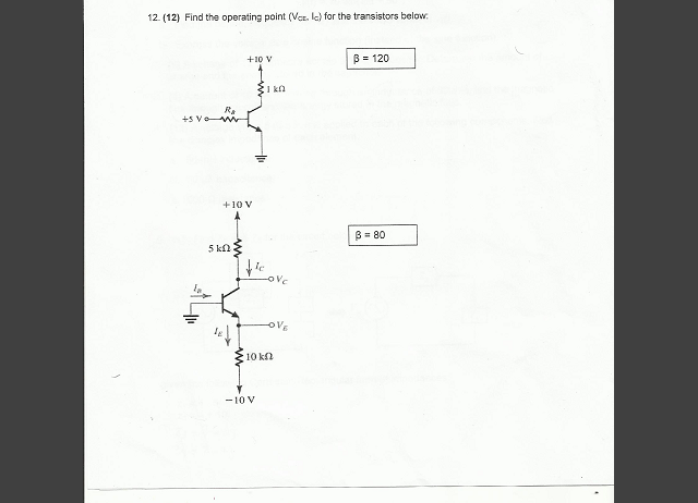 Solved Find the operating point (Vcx, Ic) for the | Chegg.com