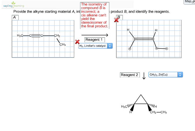 Solved Provide the alkyne starting material A, intermediate | Chegg.com