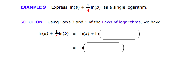 Solved Express ln(a) + 1/4 ln(b) as a single logarithm. | Chegg.com